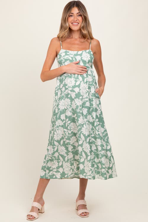 PINKBLUSH PinkBlush Floral Sleeveless Spaghetti Strap Midi Dress